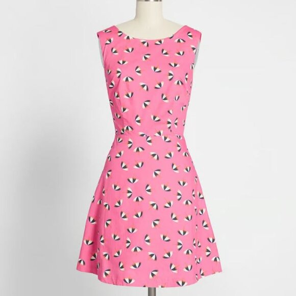 Modcloth | Dresses | Nwt Modcloth Pink Retro Beach Umbrella Mini Dress ...